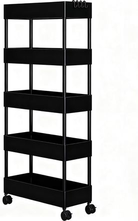 Generic Multifunktionale Lagerwagen Aus PP-Kunststoff mit 360°-Schwenkrädern Küchenaufbewahrungs-Organizer Mobiles Regalsystem für Badezimmer, Wäscherei(Black