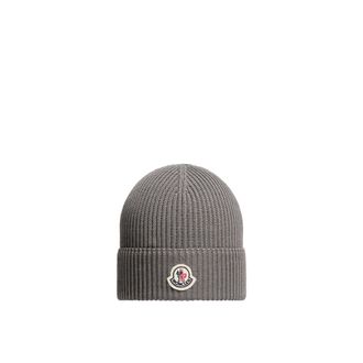 Moncler Moncler Bonnet En Coton &Agrave; Logo, Homme, Gris, Taille: Uni