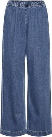 Pieces Pcnira MW Pantalon Ample Jean, Denim Bleu médium, S Femme