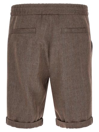 Brunello Cucinelli Linen and Virgin Wool Bermuda Shorts - brown