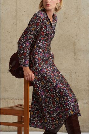 Gerard Darel Robe longue et fluide &agrave; imprim&eacute; fleuri - Jana - Bleu Nuit