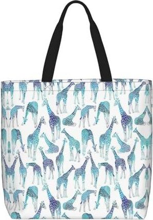 Generic Motif Girafe Sac A Main Femmes D&eacute;contract&eacute; Sacs Pliable Sac Fourre-Tout Pour Travail Shopping Voyage