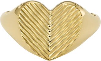 Fossil Damen-Siegelring Harlow Linear Texture Heart Edelstahl goldfarben, JF046557108