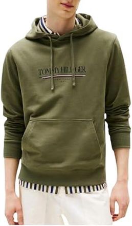 Tommy Hilfiger Pull &agrave; Capuche pour Homme, Vert (Vert Bataille), XS