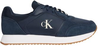 Calvin Klein Herren Runner Sneaker Retro Sock Lace Up mit Logo, Mehrfarbig (Calvin Navy/Bright White/Gum), 44