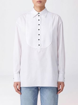 Emporio Armani Chemise en popeline de coton avec plastron et broderie