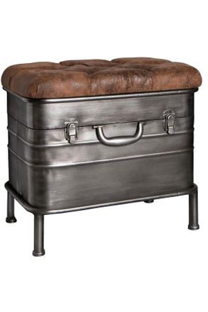 CARRYHOME Sitzbank, Anthrazit, Braun, Metall, Textil, 1-Sitzer, 51x48x34 cm, Truhe im Sitz, Esszimmer, Bänke, Sitzbänke