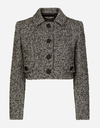 Dolce & Gabbana Kurze Jacke Aus Feinem Wolltweed - Frau Mäntel Und Jacken Mehrfarbig 42