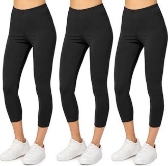 Merry Style Legging Coton Femme Confortable Souple Extensible 3/4 Legging Femme Court Tous Les Jours ou détente à la Maison Vêtements pour Femmes MS10-199 (Noir/N