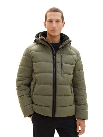 Tom Tailor Herren 1037342 Puffer-Jacke mit Abnehmbarer Kapuze, 32097-smokey Olive Green, XXXL