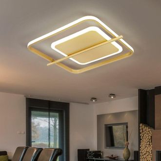 Globo Lighting Plafonnier lampe de salon lampe led plafonnier couleur or chambre &agrave; coucher, m&eacute;tal aluminium, 1x led 36W 2650Lm blanc chaud, LxPxH 40x36x5 cm