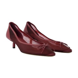 Jacquemus Womens Tourni B Pump Burgundy Calfskin
