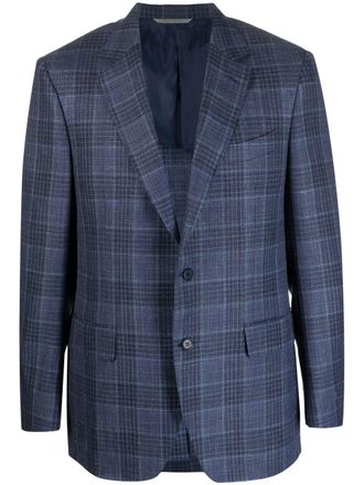 Canali blazer boutonn&eacute; &agrave; carreaux - Bleu