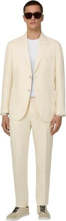 Boggi Milano Homme, Costumes, Beige, Taille: 4XL Costume en lin &agrave; chevrons
