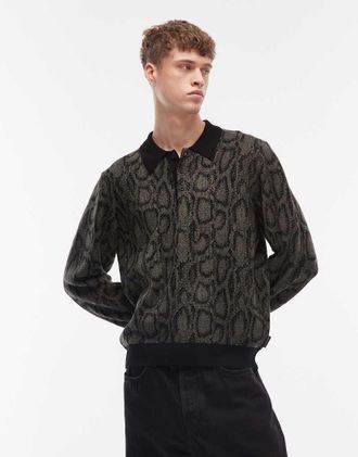 Carhartt Work in Progress Polo manches longues &agrave; motif camouflage serpent - Kaki-Vert