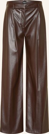 HUGO BOSS Marlenehose Tiana In Lederoptik braun