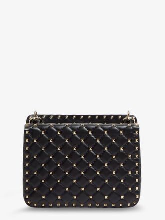 Valentino Garavani Womens Crossbody Bag Rockstud Spike Black Leather Shoulder