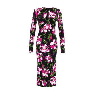 Tom Ford Blumiges Midi-Kleid mit Langen &Auml;rmeln - - Dresses - Damen - Mehrfarbig - 2XS
