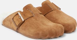 Balenciaga Slippers Sunday aus Veloursleder mit Shearling