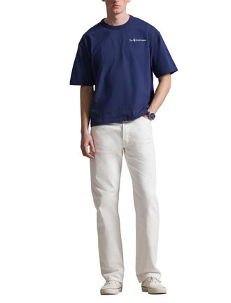 Polo Ralph Lauren Mens T-Shirt Ribbed Crewneck Blue Cotton T-Shirts And Polos