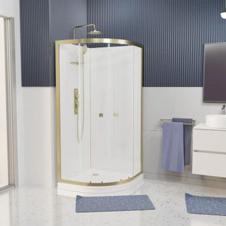 Aurlane Aurlane - cabine de douche quart de cercle 90x90x200/230cm - receveur bas - fonds blancs et profil&eacute;s or bross&eacute;