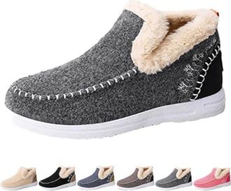 Generic Bottes orthop&eacute;diques en polaire &agrave; enfiler pour homme et femme, chaussures plates avec doublure en peluche, soutien de la vo&ucirc;te plantaire, chaussures c