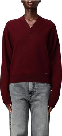 Dsquared2 Femme, Pulls, Rouge, Taille: 42 FR Haut en maille à manches longues et col en V