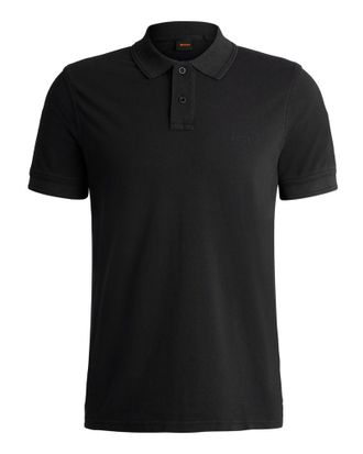 HUGO BOSS Piqu&eacute;-Poloshirt mit gummiertem Logo-Emblem in