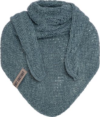 Knit Factory Dreiecksschal Sally - Damen Strickschal mit Wolle - Grob gestrickten Schal - Hochwertige Qualit&auml;t - XXL Schal - 220x85 cm - Laurel/Stone green