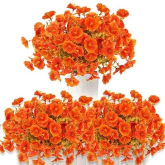 Tina Lot de 6 paquets de fleurs dautomne artificielles comme de vraies fleurs artificielles pour lautomne - D&eacute;coration dautomne - Plantes de balcon - P&eacute;tun