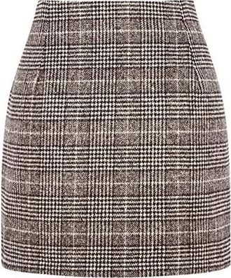 Onsoyours Jupe Crayon Courte Femme Mini Skirt Moulant Élastique Plissée Plaid Court Jupe Taille Haute Pakage Hanche Party Soirée Café Clair XXL