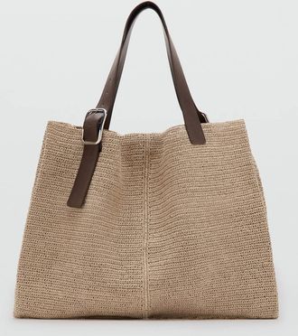 Mango Sac shopper tress&eacute; beige - Femme - Taille unique - MANGO