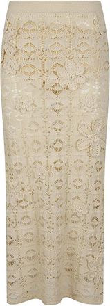 Pinko Pinko, Femme, Jupes, Beige, Taille: 36 FR Anthemis Midi Skirt