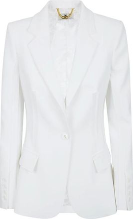 Elisabetta Franchi Femme, Vestes, Blanc, Taille: 44 FR Veste en cr&ecirc;pe stretch double &eacute;paisseur