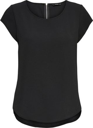 Only Damen Einfarbige Kurzarm Bluse Basic Rundhals Ausschnitt Blusen T-Shirt Blouse Oberteil ONLVIC, 15142784,Schwarz,34