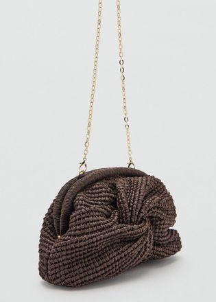 Mango Sac &agrave; main en fibre naturelle chocolat - Femme - Taille unique - MANGO