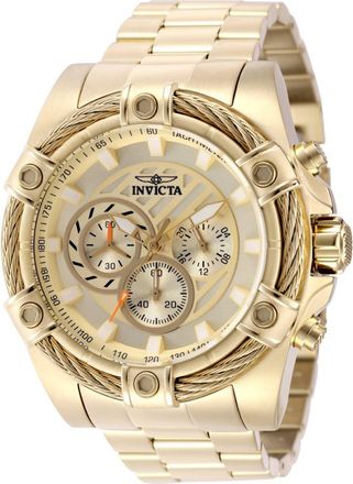 Invicta Bolt 49815 Herrenuhr - Quarzwerk - Edelstahl mit goldenem Zifferblatt - 52 mm