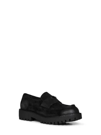 Prada Mens Loafers Vintage-Effect Nubuck Black