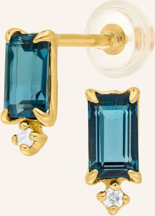 Leaf Ohrstecker London Blue Topaz Aus 14 Karat Gelbgold gold