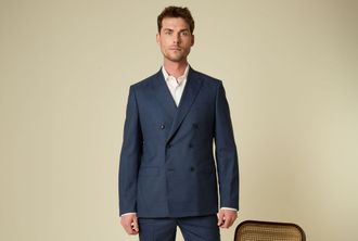 Bexley Veste Lazare Crois&eacute;e - Costume homme bleu chin&eacute;