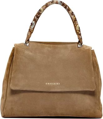 Orciani Femme, Sacs, Brun, Taille: ONE Size Sveva Peach Flowers Midi Sac Bandouli&egrave;re en Daim