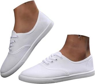 Generic Chaussures basses &agrave; enfiler pour femme - Baskets tendance en toile d&eacute;contract&eacute;es pour femme - Confortables - Respirantes - Semelle int&eacute;rieure rembourr