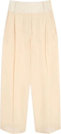 Sportmax Femme, Pantalons, Beige, Taille: 34 FR Pantalon pliss&eacute; taille haute