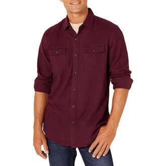 Amazon Essentials Chemise en Flanelle, à Manches Longues, Deux Poches, Coupe Standard Homme, Bordeaux Chiné, XXL