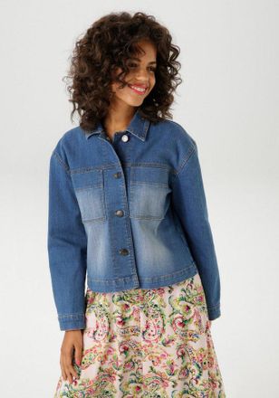 Aniston Jeansjacke in trendiger Used-Waschung