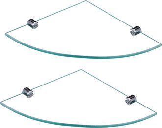 Angoily 2 Stück Teiliges Badezimmer-eckglasregal Glas Dreieckiges Wandregal Organizer Eckregal zur Platzsparenden Aufbewahrung von Kosmetik und Pflegeprodukte