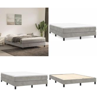 vidaXL Bettgestell ohne Matratze Hellgrau 140x200 cm Samt - Samtbett - Doppelbett - Boxspringbetten - Betten Mit Lattenrost - Hellgraues Bett - Home & Living