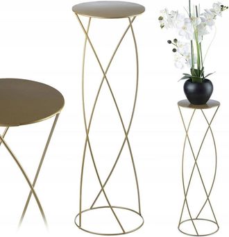 HowHomely Gold Blumenst&auml;nder Metall 70 cm Hoch - Solider und Robuster Blumenhocker mit Eleganter Design - Moderner Pflanzenst&auml;nder zur Dekoration Innenr&auml;umen