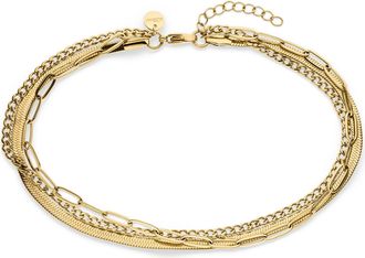 s.Oliver Anklet - Elegante Fu&szlig;kette aus poliertem Edelstahl - gold - Panzerkette verstellbar bis 27 cm - wasserfest & hautfreundlich