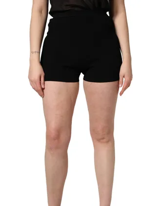 Dolce & Gabbana Womens Black Viscose High Waisted Hot Pants Shorts Polyester